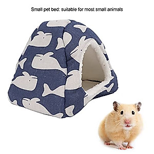 OKJHFD Guinea Printed Fish Pattern Pig Cave Cozy Hamster House Large Hideout Dwarf Rabbits Hedgehog Bearded Winter Hamster Cage Accessories(Small)