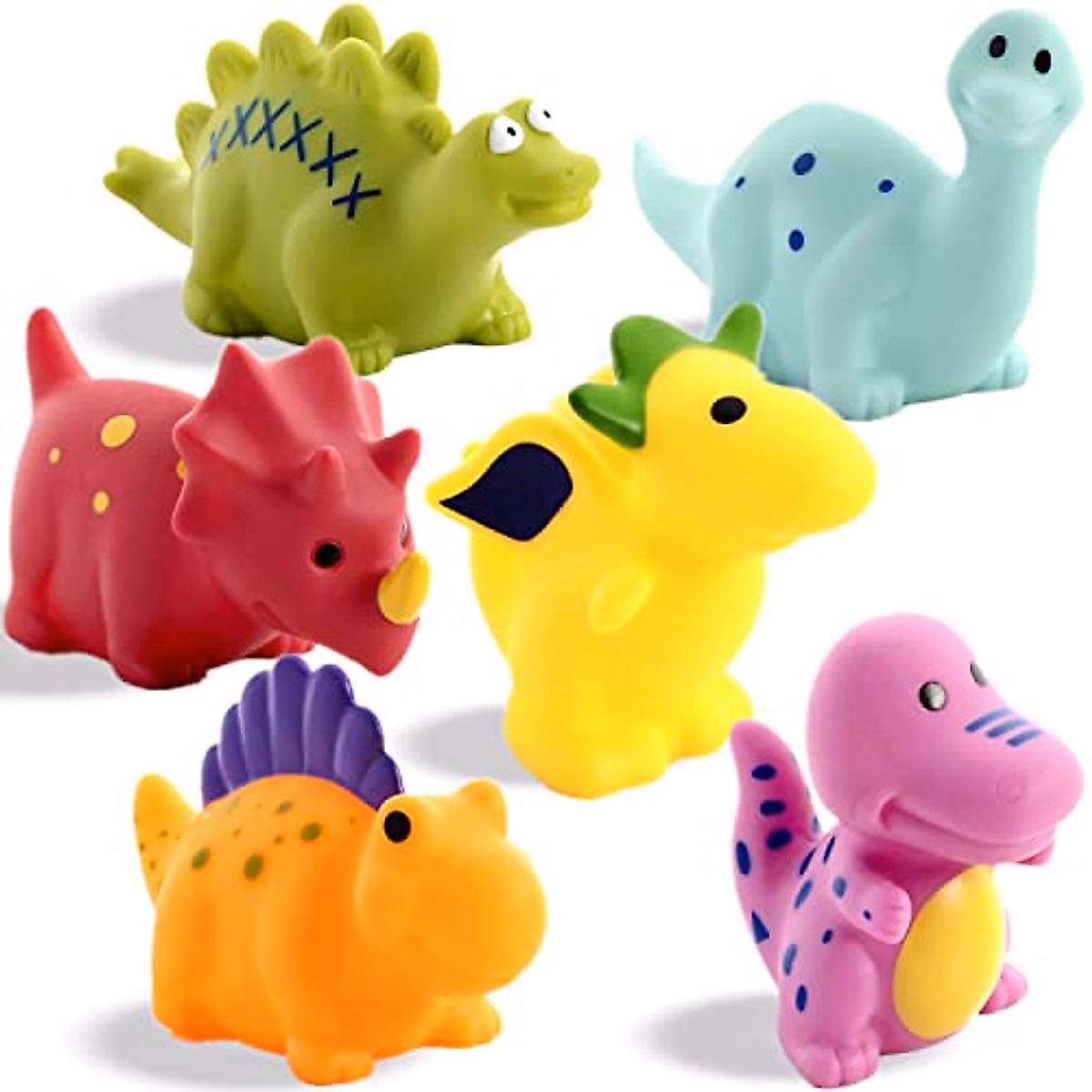 Mold Free Dinosaur Bath Toys for Toddlers/ Infants 6 - 12- 18 Months, No Hole No Mold Bathtub Toys, 1 2 3 4 Years Old Kids (6 Pcs with Storage Bag)