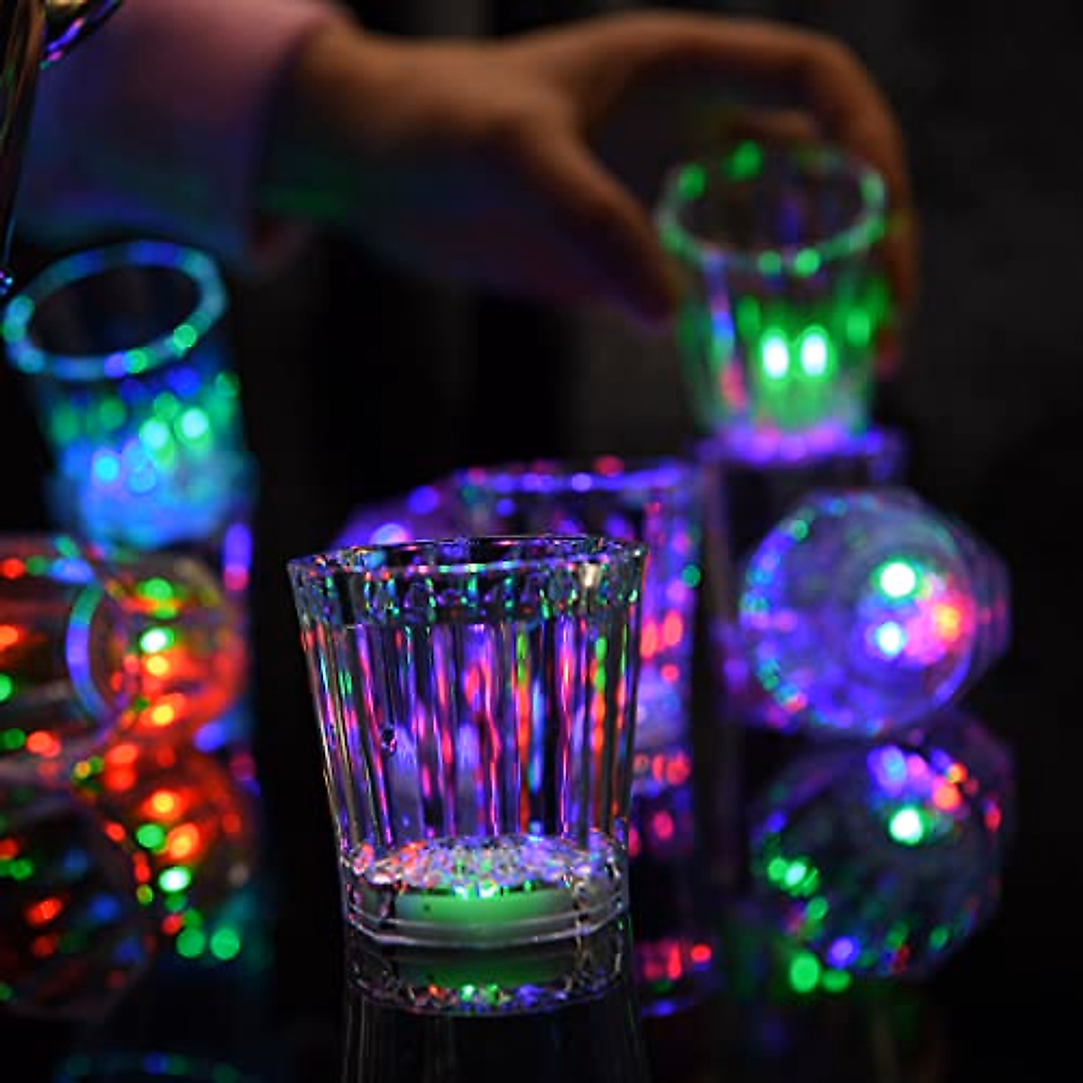 Light Up Shot Glasses Set of 24 Party Favors Adults Shot Cups for Party LED Flash Light Up Drinking Glasses Glow in the Dark Shot Glasses for Birthday Christmas Halloween Weddings Festivals etc