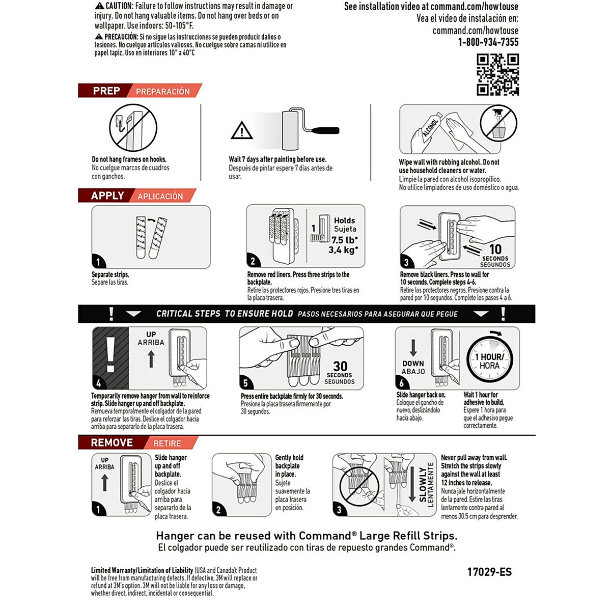 Command Folding Clothes Hanger, Holds up to 5 Hangers 7.5 lb, 1.5lbs per Rung, 1 Hook with 5 Rungs, 3 Strips, Closet Organizer, Home Organization