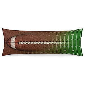 AIRMARK Body Pillow Cover,3D Illustration Football Leather Texture Laces Printed Long Pillow Cases Protector with Zipper Decor Soft Large Covers Cushion for Beding,Couch,Sofa,Home Gift 20"x54"