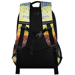 BOENLE Tennis Ball Fire Water Backpack for Boys Girls Bookbag 3-5th Grade Elementary School Bag Kids Travel Rucksack