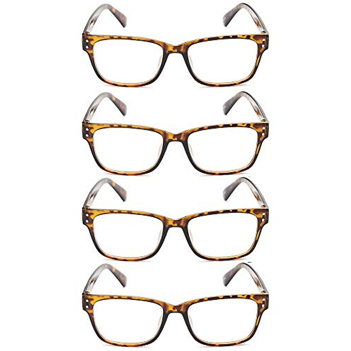 Readers Readers.com Fully Magnified Reading Glasses: The McNealy - 4 Pairs, Classic Rectangle for Women and Men - Tortoise, 1.25