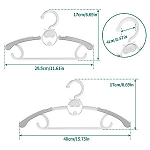 Domiella Adjustable Baby Clothes Hangers for Nursery,Plastic Children Closet Hangers Non-Slip Kids Hangers Space Saving Extendable Newborn Hangers (Pink+Gray 20-Pack)