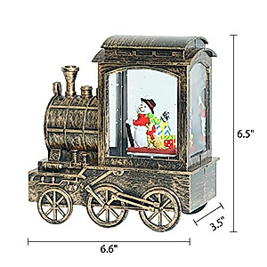 Wondise Lighted Christmas Snow Globes Musical Lantern with Timer, Battery Operated and USB Powered Spinning Water and Swirling Glitter Holiday Decoration