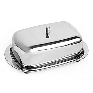 King International Stainless Steel Large Butter Dish, Butter Box with Lid, Butter Container,6.20 Inch Half Kg Butter Box, Fridge Storage Container for White Butter