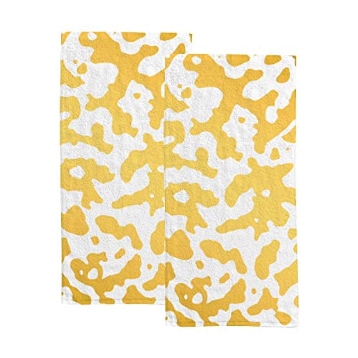 Hand Bath Towels 2 Pack Golden Fluid Pattern Absorbent Face Fingertip Towels for Bathroom Kitchen Gym Spa Soft Hair Drying Cloth Quick Dry, 30 x 15 Inch