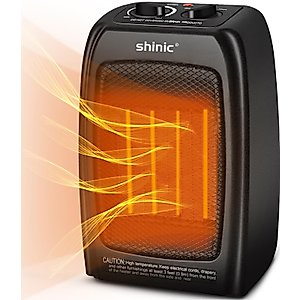 shinic Space Heater for Indoor Use, 1500W/900W Ceramic Space Heater, 1s Fast Heat, Overheat and Tipover Protection, Portable Electric Heater, Quiet Office Small Room Desk Heater, Black