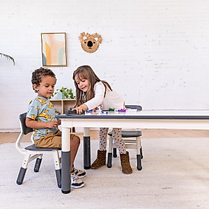 ECR4Kids Rectangle Dry-Erase Activity 2 Adjustable Height Plastic Grey Childrens-Table-and-Chair-Sets