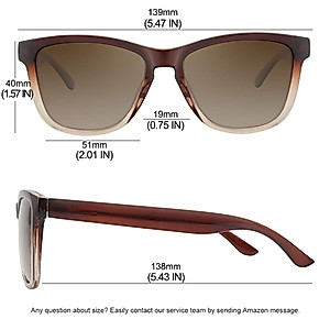 MEETSUN Polarized Sunglasses for Women Men Classic Retro Designer Style (Ombre Brown Frame/Gradient Lens, 54)