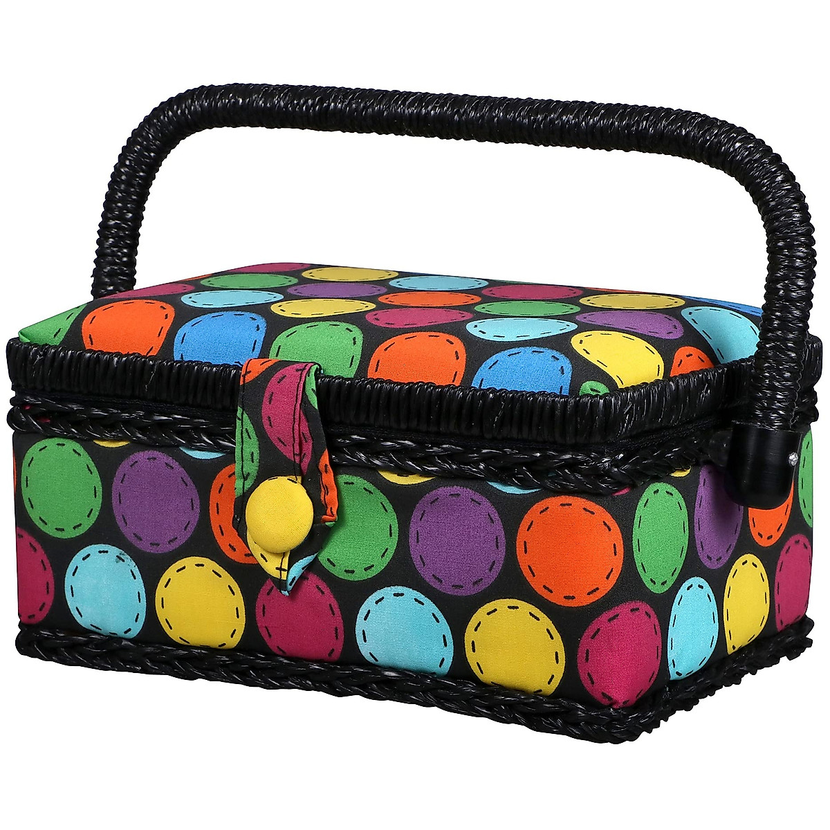 SINGER Polka Dot Small Sewing Basket with Sewing Kit Accessories