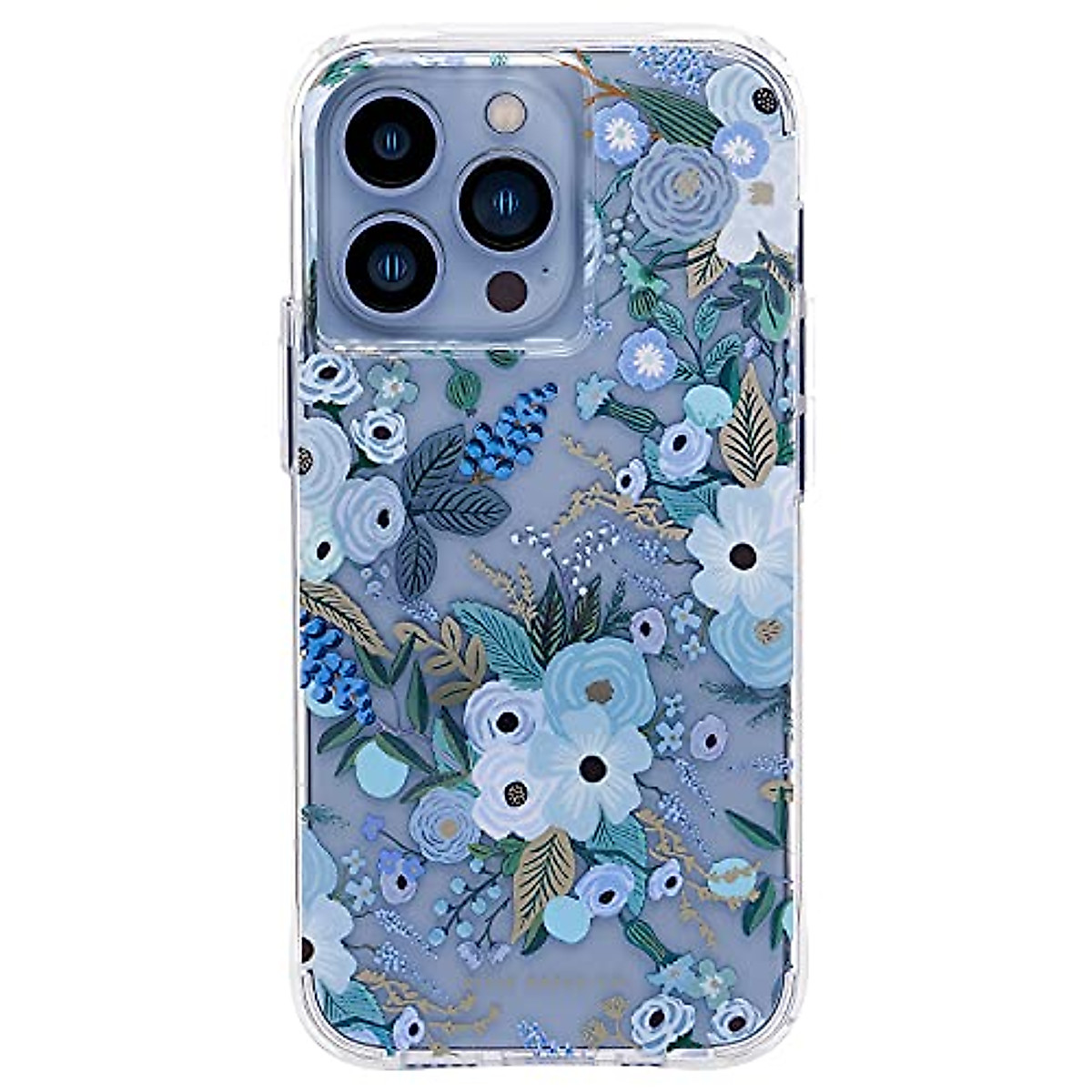 Rifle Paper Co. iPhone 13 Pro - 10ft Drop Protection with Wireless Charging, Scratch Resistant Protective 6.1" Case for iPhone 13 Pro, Shock Absorbing Material, Floral Print -Garden Party Blue