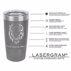 LaserGram 20oz Vacuum Insulated Tumbler Mug, Horse and Cowgirl, Personalized Engraving Included (Gray)