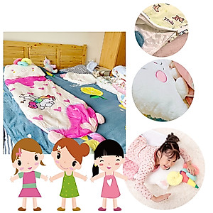 Nalexmi Heart Unicorn Kids Sleeping Bag, Animal Bags, Sleepy Sack, Comfy, Cozy, Compact, All Season, Sleeping Bag with Pillow, Soft Pillow, Nap Mat, Warm Cotton, Size 63''*24'' Heart Rainbow Unicorn
