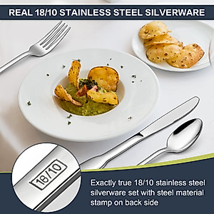 LIANYU Superior 18/10 Silverware Flatware Set for 12, 60-Piece Stainless Steel Flatware Set, Fancy Cutlery Tableware Set for Kitchen Restaurant Wedding, Mirror Polish, Dishwasher Safe