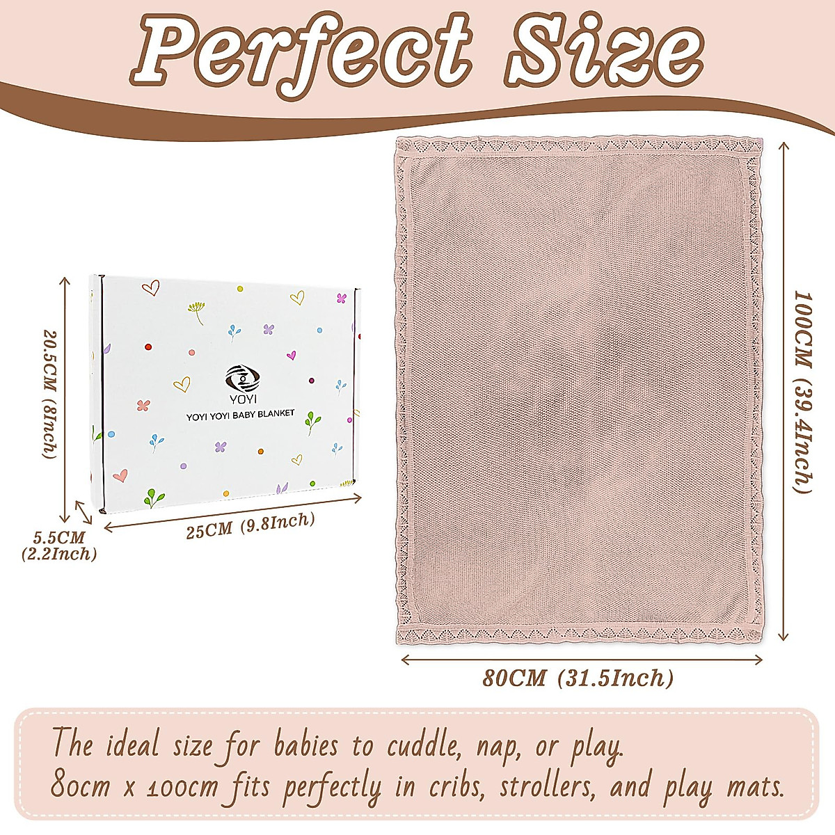 YOYI YOYI Cotton Baby Blanket Toddler Blankets Soft Warm Breathable Nursery Swaddling Blankets for Girls and Boys Receiving Blanket for Crib, Stroller, car31x40 inches (Dusty Rose)
