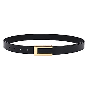 YooAi Womens Leather Belt Skinny Waist Belt for Dresses Jeans Pants with Gold Buckle black 105