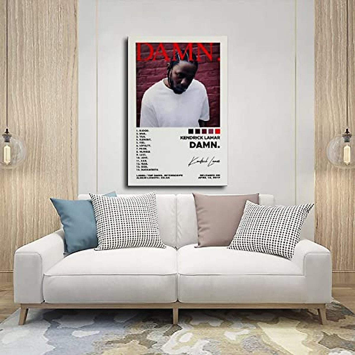 DAMN. Album Cover Posters Rapper Posters Canvas Poster Wall Art Decor Print Picture Paintings for Living Room Bedroom Decoration Unframe-style 16x24inch(40x60cm)