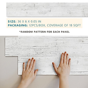 Urban Decor Wall Panels, Easy Peel and Stick self Adhesive Vinyl Tiles for Kitchen Bedroom Doorways Backsplash Planks with Vintage Farmhouse Wood Pattern (Vintage White w/hint of Grey)