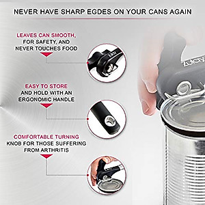 Zulay Smooth Edge Can Opener With Stainless Steel Blades - Ergonomic Grip Soft Edge Manual Can Opener - Smooth To Operate Hand Can Opener With Large Turn Knob - No Sharp Edges or Cuts