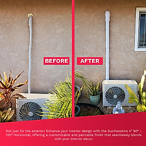 DuctlessAire - Premium 4 inch 90-120º Horizontal Elbow Mini Split Line Set Cover Kit - Protection for Ductless Mini Split/Central Air Systems - Easy Installation - Ideal for Air Conditioners