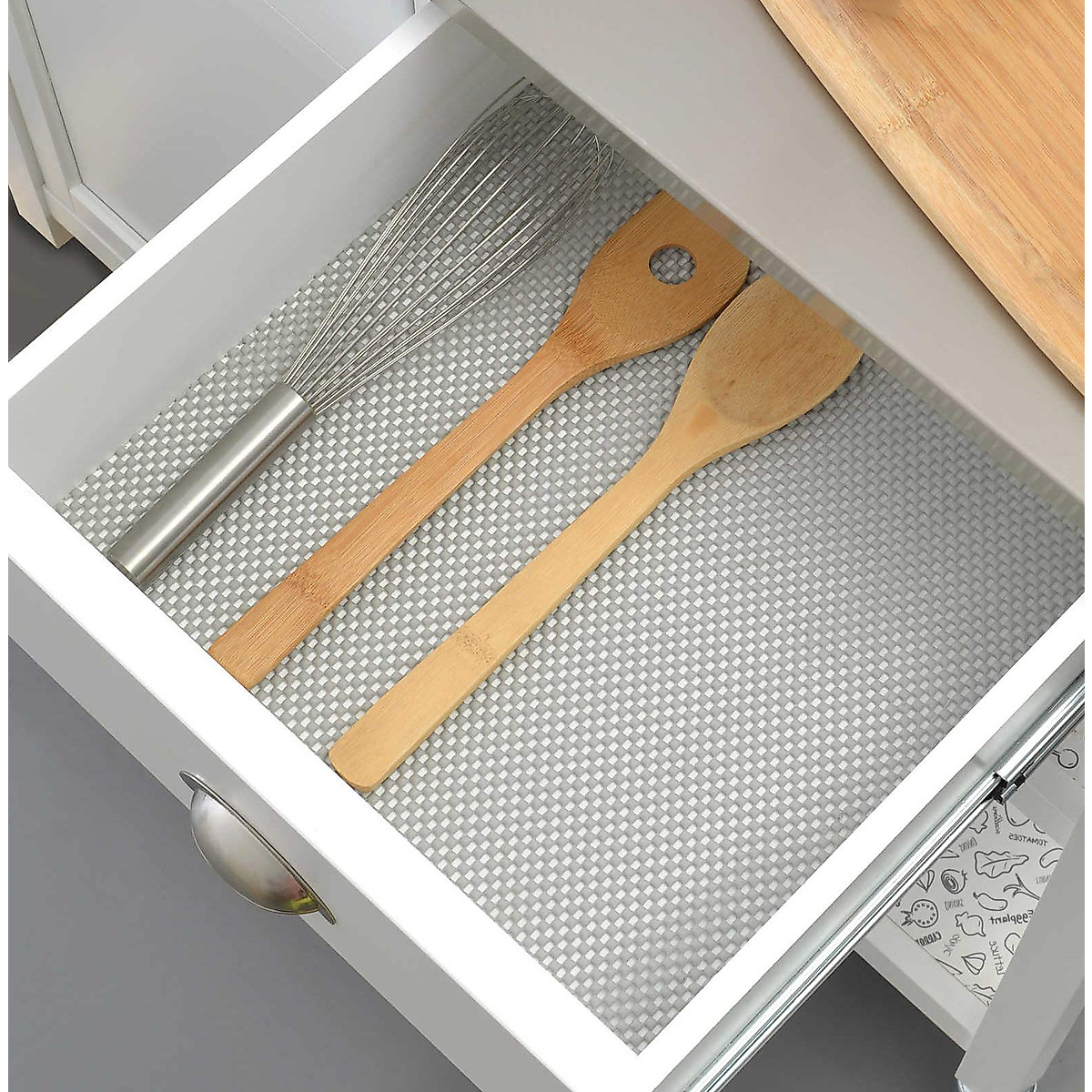Drawer Liner Non Adhesive Kitchen Shelf Liner, Non Slip Mat Cabinet Grip Liner 12 inch x 240 inch (Grey)