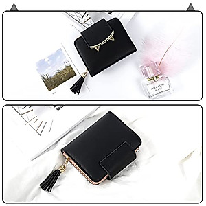 Small Wallet for Women Gothic Wallet Cat Coin Purse with Card Holder Card Case Money Clip Gifts for Cat Lovers Black