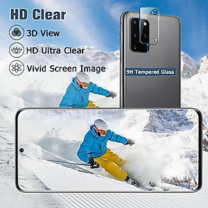 Premium [2+2 Pack] for Samsung Galaxy S20 Plus 9H Hardness Tempered Glass Screen Protector and Camera Lens Protector, 3D Full Coverage, Fingerprint Unlock, Galaxy S20 Plus Screen Protector(6.7 Inch)