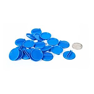 Plastic Card Stand to Hold up Playing Cards or Cardboard Marker Cut-Outs: Set of 20 Blue Color Round Board Game Playing Pieces (School Classroom Supplies, Arts & Crafts Projects)