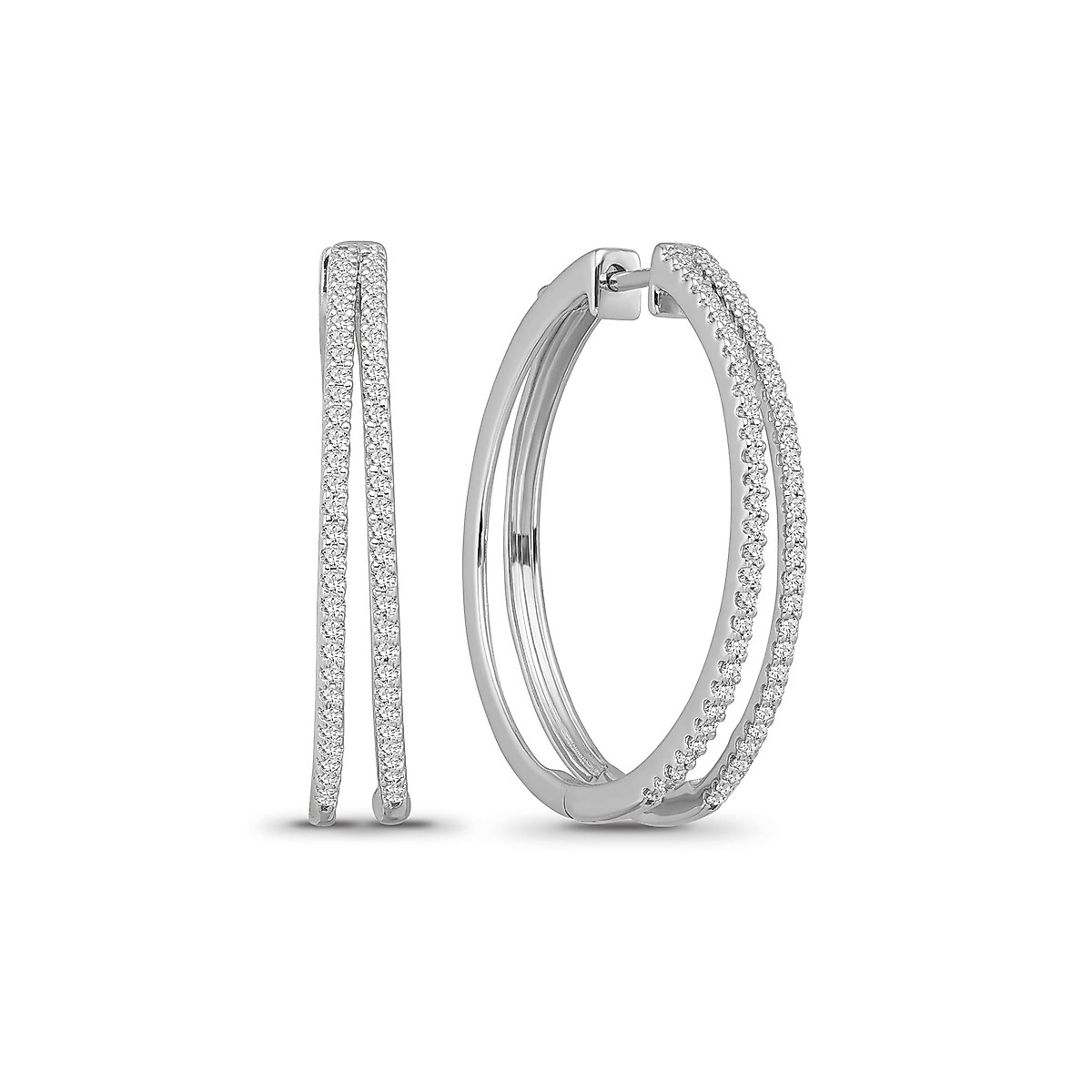 ARAIYA FINE JEWELRY Sterling Silver Diamond Hoop Earrings (1/2 cttw, I-J Color, I2-I3 Clarity)