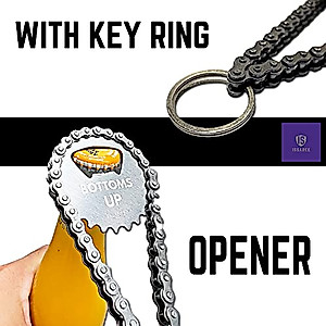 Bike Chain Gear Bottle Opener With Key Ring Chain Bottoms Up Sprocket Silver Stainless Steel Unique Birthday Amazing Gifts For Cyclists Bike Lover