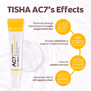 Tisha AC7 Micro-needle Pimple Serum | Blemish Remover | Zit Cream | Pimple Spot Treatment | Zit Remover | Pimple Cream | Skin Care for Troubled Skin | Natural Ingredients, 0.5 fl. oz.