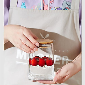 SayasNoy Glass Jars with Bamboo Lids, Candy Jar with Lid, Coffee jar for Counter, Cookie Jar with Airtight Lids, Clear Glass Jar for Candy, Tea, Coffee Bean, Sugar, Spices, Apothecary etc (19oz/550ml)