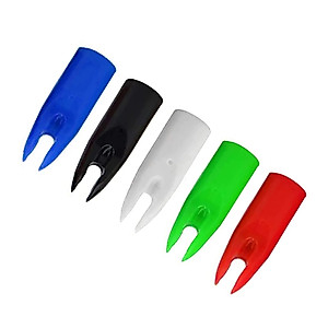 Lamehfyo 50 Pack Archery Arrow Nocks Plastic Nocks Replacement Arrow Tail Glue On 7mm Arrow Shaft Archery Nocks for DIY Arrows End Accessory (Red)