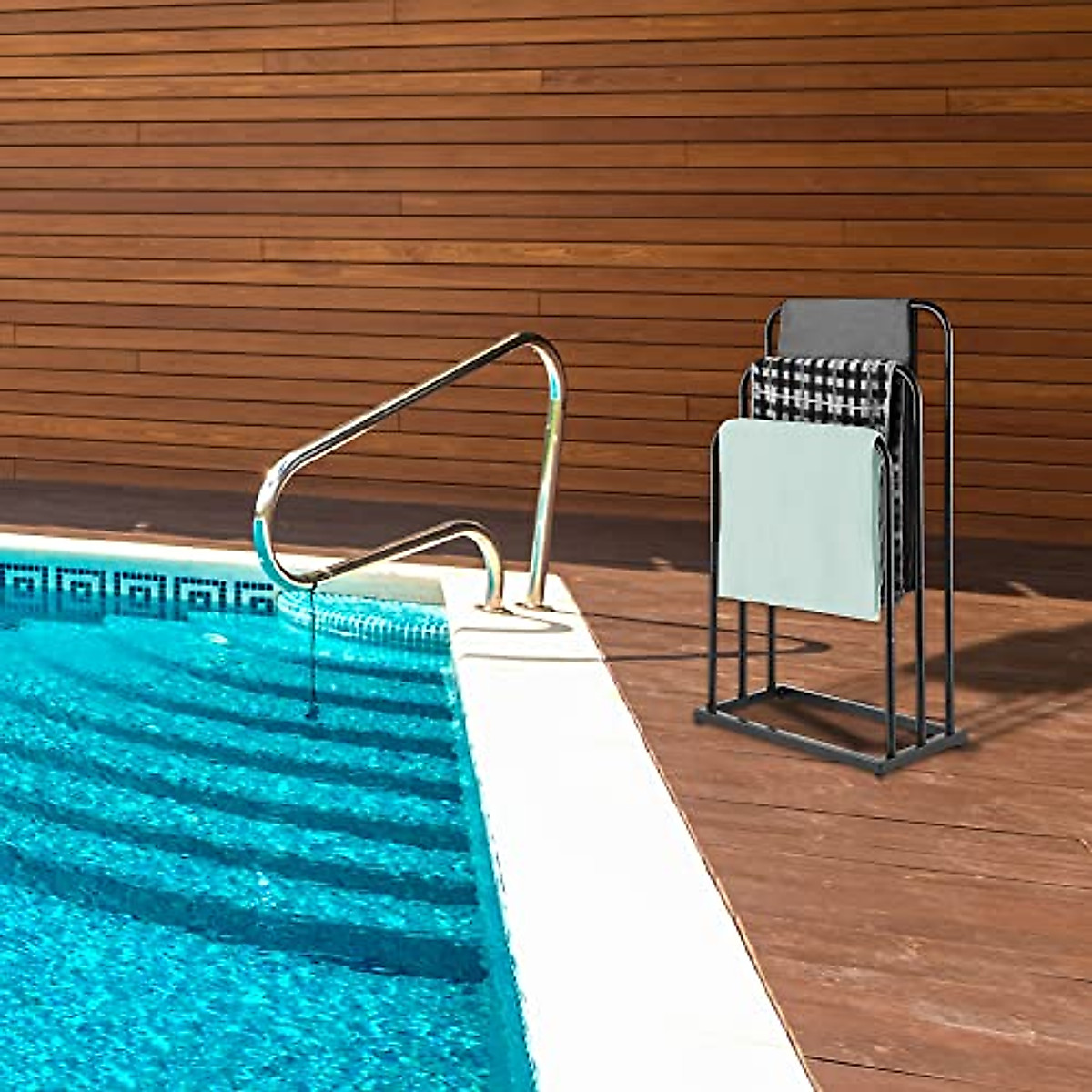 MallKing Freestanding Towel Rack, 3-Tier Metal Towel Holder for Bathroom, Storage Rack for Towels and Bath Towels(Black)