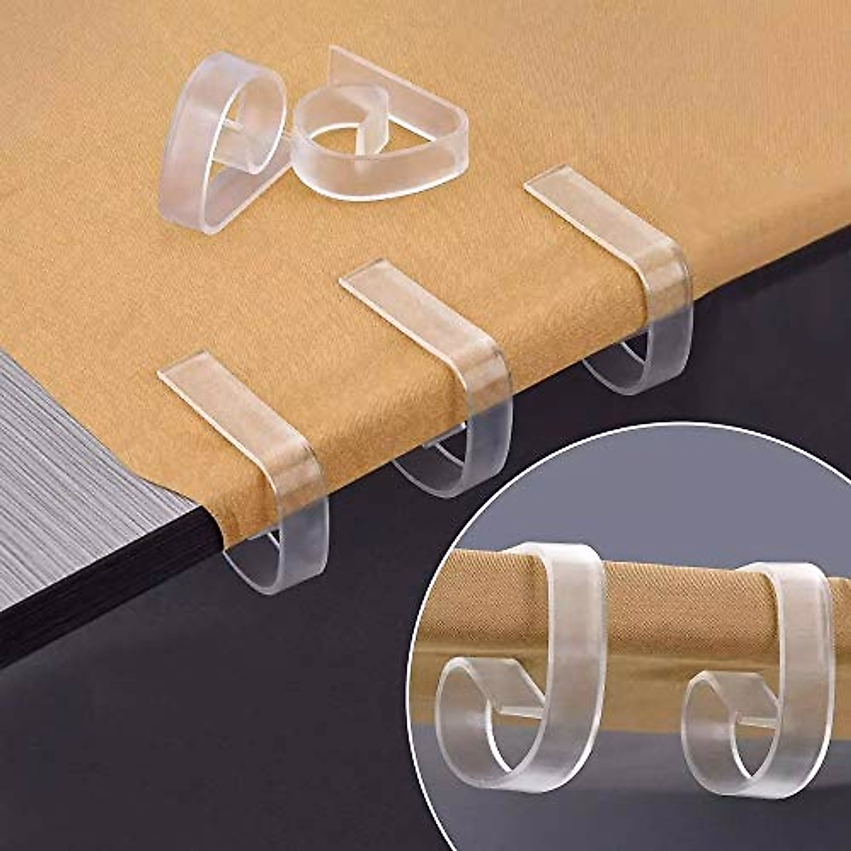 HSCC666 24 Pack Tablecloth Clips - Picnic Table Clips, Clear Plastic Tablecloth Cover Clamps, Table Cover Holder Ideal for Home Kitchen Restaurant Picnic Tables