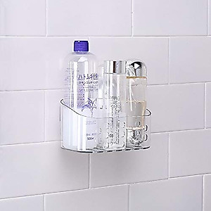 BKDFD Shower Shelf, Clear Bathroom Plastic no Drilling Wall Hanging Organizer Storage Shelves with Strong Suction Cup