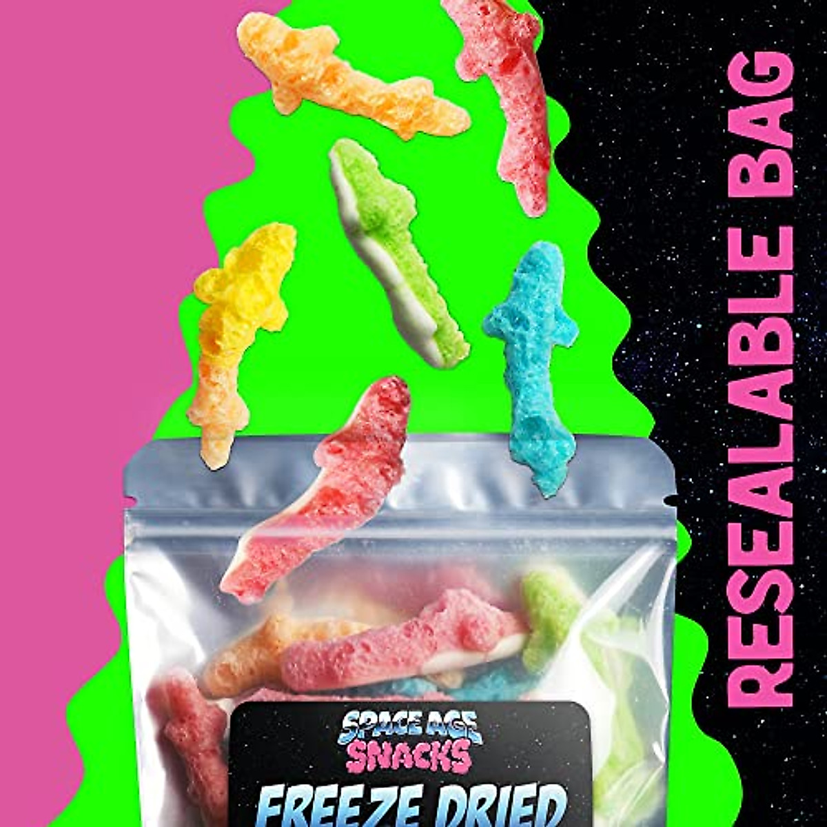 Freeze Dried Gummy Sharks - Premium Candy Shipped in a Box for Extra Protection - Space Age Snacks Space Sharks Freeze Dry Candy for All Ages (3 Ounce)
