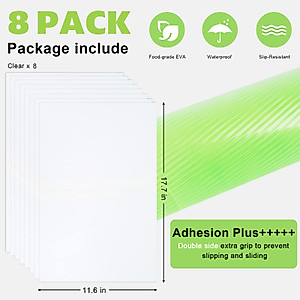 8pcs Refrigerator Liners for Shelves Washable, Fridge Shelf Liners Nonslip, Refrigerator Mats Liner for Glass Shelves, Shinywear Fridge Liners for Freezer Cupboard Cabinet Drawer, Clear