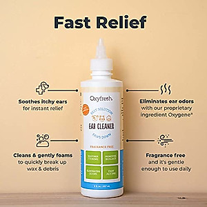 Oxyfresh Advanced Pet Ear Cleaner - Best Dog Ear Cleaner Solution - Helps with Yeast, Wax, Dirt & Itchy Ear Canal - Cleaning, Soothing, & Sting-Free Dog Ear Wash & Cat Ear Cleaner 8oz