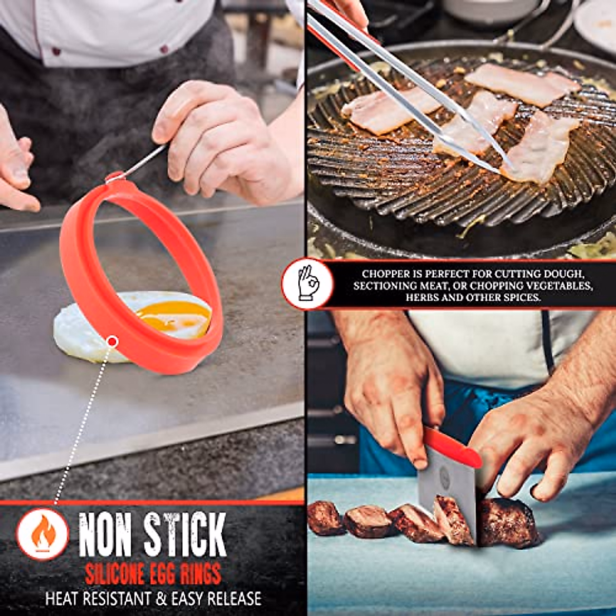 VirtuG Griddle Accessories Kit with Premium Roll-Up Bag for Blackstone and Camp Chef BBQ Accessories – Professional Spatula Accessories BBQ Grill Set – Stainless Steel Barbecue Tools for Camping