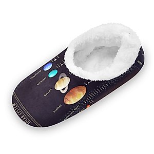 Dussdil Solar System Scientific Kids Boys Girls Slippers Universe Planets Spa Travel House Slipper Warm Soft Memory Foam Slipper Non Slip for Guest Home Bedroom Shoes Slippers S