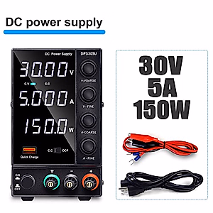 MROTEX Programmable DC Power Supply, Adjustable DC Power Supply 30V 10A Laboratory Power Supply Adjustable 60V 5A USB Regulated Switching Power Supply (Size : 30V 5A 150W)
