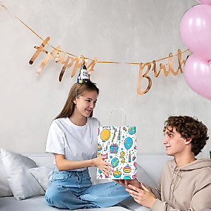 OTURGC Gift Bags 15 Pcs 5.9X3.1X8.2 Paper Bags with Handles bulk,Party Favor Bags Birthday Wedding Mother's Day gift bags Small Paper Shopping Bags,Colorful Retail bags (Balloons)