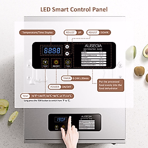 Ausegia Commercial Large 12 Trays Food Dehydrator, Usable Area up to 22.67ft², 1200W Full Stainless Steel Dryer Machine, up to 190℉ Temperature, for Meat, Fruit, Beef, Herbs, and Pet Food