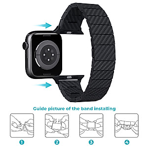 PITAKA Apple Watch Band, 100% Carbon Fiber, Lightweight & Comfortable, Customizable Size, Compatible with Apple Watch Series 8/7/6/SE/5/4/3/2/1