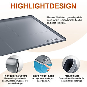 KRZKRZ Under Sink Mat 34x22,Multi-role Under the Sink Mat,Under Sink Mats for Kitchen Waterproof ,Thick Silicone Under Kitchen Sink Mat ,Grey Under Sink Tray can Store and Protect Bathroom,Cabinet.