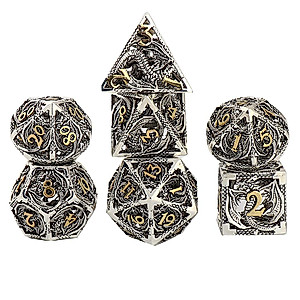 Pure Copper Hollow Metal Dice Set DND dice Dungeons and Dragon d&d polyhedral dice RPG dice with Role Playing Games dice Metal Box