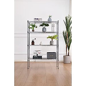 XCVBDE 4-Tier Storage Shelves 36''x14''x54'' Height Adjustable Garage Storage Shelves Heavy Duty Pantry Shelving Metal Utility Shelves Wire Rack for Home Kitchen Laundry Room Organization（Chrome）