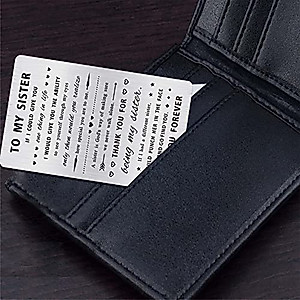 Alotozo Thank You for Being My Sister Wallet Card, Sister Bday Gifts, Engraved Card for Sisters from Brother, Christmas